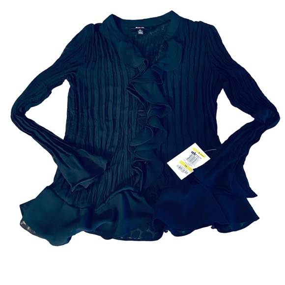 Style & Co. | Tops | Black Sheer Ruffled Collar Blouse | Poshmark